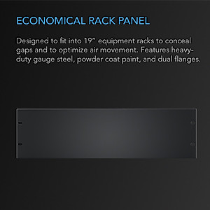 AC Infinity Rack Panel Accessory Blank 3U Space for 19" Rackmount, Heavy-Duty 3mm Gauge Steel, Black