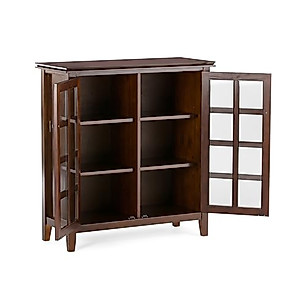 SIMPLIHOME Artisan SOLID WOOD 38 Inch Wide Transitional Medium Storage Cabinet in Russet Brown, For the Living Room, Entryway and Family Room