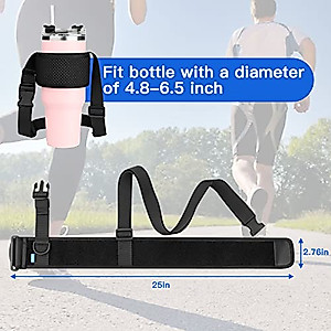 Xxerciz Water Bottle Carrier Holder with Strap for Stanley Simple Modern 40 oz Tumbler with Handle, Universal Bottle Sling Sleeve for 40-128oz Water Bottle on Walking Camping Hiking