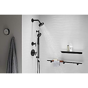 KOHLER 22172-BL Purist Stillness Wall-Mount Supply Elbow with Check Valve for Handshower Hose, Handheld Shower Elbow, Matte Black