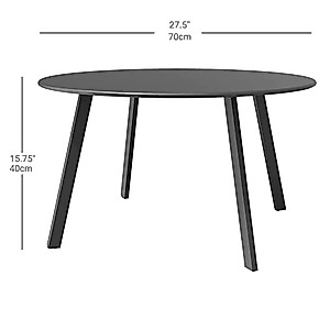 Grand Patio Round Steel Patio Coffee Table, Weather Resistant Outdoor Large Side Table,( Black, 1 PC)
