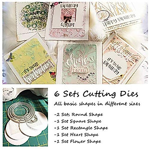 BENECREAT 6 Sets Cutting Dies, 38pcs Metal Stencils Nesting Die Flower Heart Square Embossing Tools for Festival Mother's Day Card Making, Scrapbooking Photo Album Making