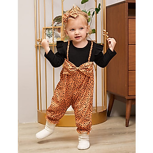 Queenstyle Baby Girl Clothes 3-6 Months Onesie Baby Girl Outfits Long Sleeve Ruffle Romper Cute Infant Girl Clothes Polka Dot Jumpsuit Fall Winter Baby Clothes for Girls