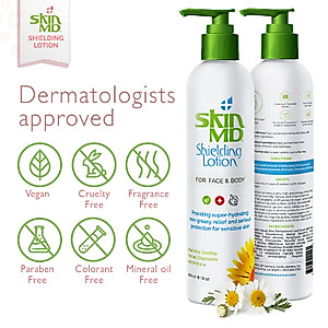 Skin MD Shielding Lotion - Hydrating Body Lotion for Sensitive Skin | Non-Greasy, Fast-Absorbing Moisturizer with Plant-Based Ingredients | for Dry Skin, Eczema & Psoriasis Relief - 16oz Dispenser
