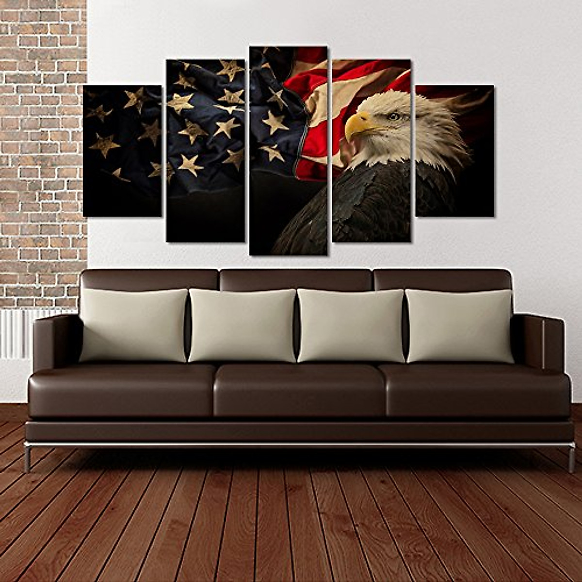 American Flag Wall Decor US Flag With Bald Eagle Patriotic Canvas Wall Art Patriotic Theme Artwork Modern Wall Art For Home Decor 60x32inch
