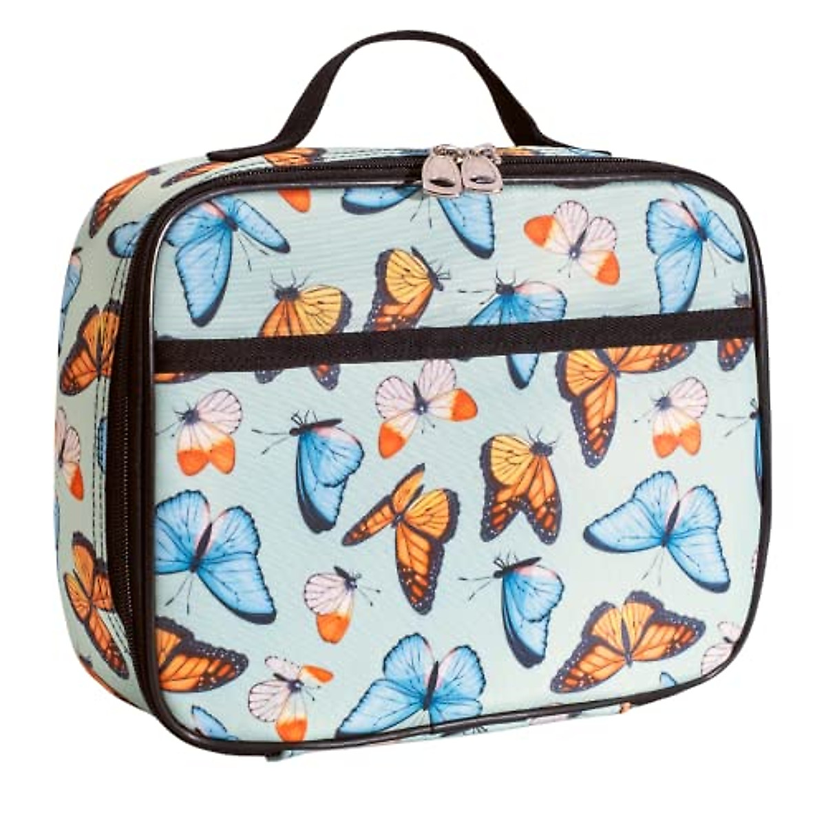 Fenrici Kids Backpack and Lunchbox Bundle for Girls, Boys, Teens (Green Butterfly)