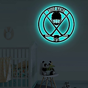 SSRUI Personalized Ice Hockey Player Night Light Optical Illusion Lamp with 16 Colors Remote Control Changing, Mens Ice Hockey Decor Light Birthday Christmas Gifts for Kids Boys Baby