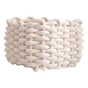 RXMORI Cotton Rope Storage Baskets, Rectangle Woven Storage Baskets, Desktop Storage Basket, White Simple Desktop Storage Organizer for Key Wallet Cosmetics