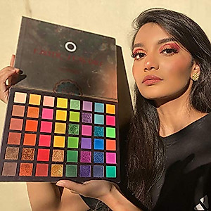 EXOTIC FLAVORS Eyeshadow Palette + 15 PCS Eye Brushes Makeup Set 48 Colors Neon Shimmer Matte Glitter Eye Shadow Powder Highly Pigmented Gift Set Make Up Pallet (EXOTIC FLAVORS Eyeshadow Palette + 15 PCS Brushes)