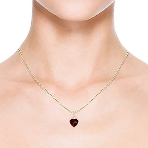 Angara Natural Garnet Solitaire Pendant Necklace for Women in 14K Yellow Gold (Grade-A | 8mm) January Birthstone Jewelry Gift for Women | Birthday | Wedding | Anniversary