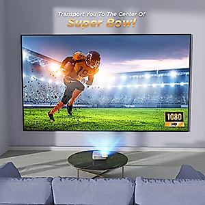 Mini WiFi Projector,1080P HD Supported Portable Projector, 8000L Brightness & 200'' Display Video Projectors for Outdoor Movie Night, Compatible w/TV Stick, PC, Laptop, White, Home Projector