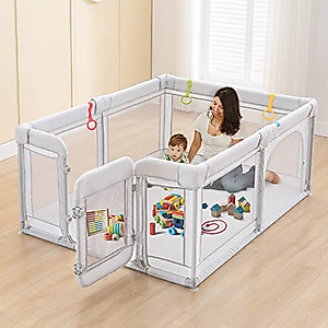Baby Playpen for Babies and Toddlers, Extra Large Baby Gate Playpen with Door, 63"X47" Baby Play Yards with Soft Breathable Mesh, Baby Fence Play Area (63"X47"X27")
