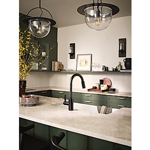 Moen 7882EWBL Genta LX Motionsense Wave Sensor Touchless One Handle High Arc Pulldown Modern Kitchen Faucet Featuring Power Clean, Matte Black