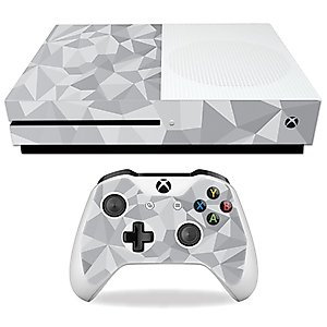 MightySkins Skin Compatible with Microsoft Xbox One S - Gray Polygon | Protective, Durable, and Unique Vinyl Decal wrap Cover | Easy to Apply, Remove, and Change Styles | Made in The USA