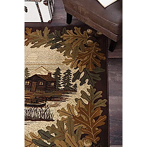 Oak Deer Brown 5x7 Area Rug Cabin for Living Room - Bedroom or DiningRoom - Lodge, Novelty Deer Syle Farmhouse Rugs & Rustic Indoor Carpet
