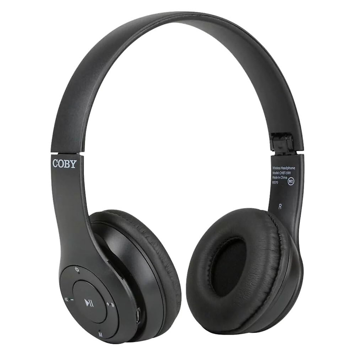 Coby Bluetooth Headphones, Wireless Headphones with Mic Built-in, AUX, Hands-Free Calling, Over-Ear Foldable Headset, Rechargeable, 5-HR Play