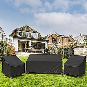 MR. COVER Outdoor Chair Covers, Patio Furniture Covers Waterproof & UV-Protection, Fits up to 32W x 37D x 36H Inches, with Air Vent and Handles, Black, 2 Pack