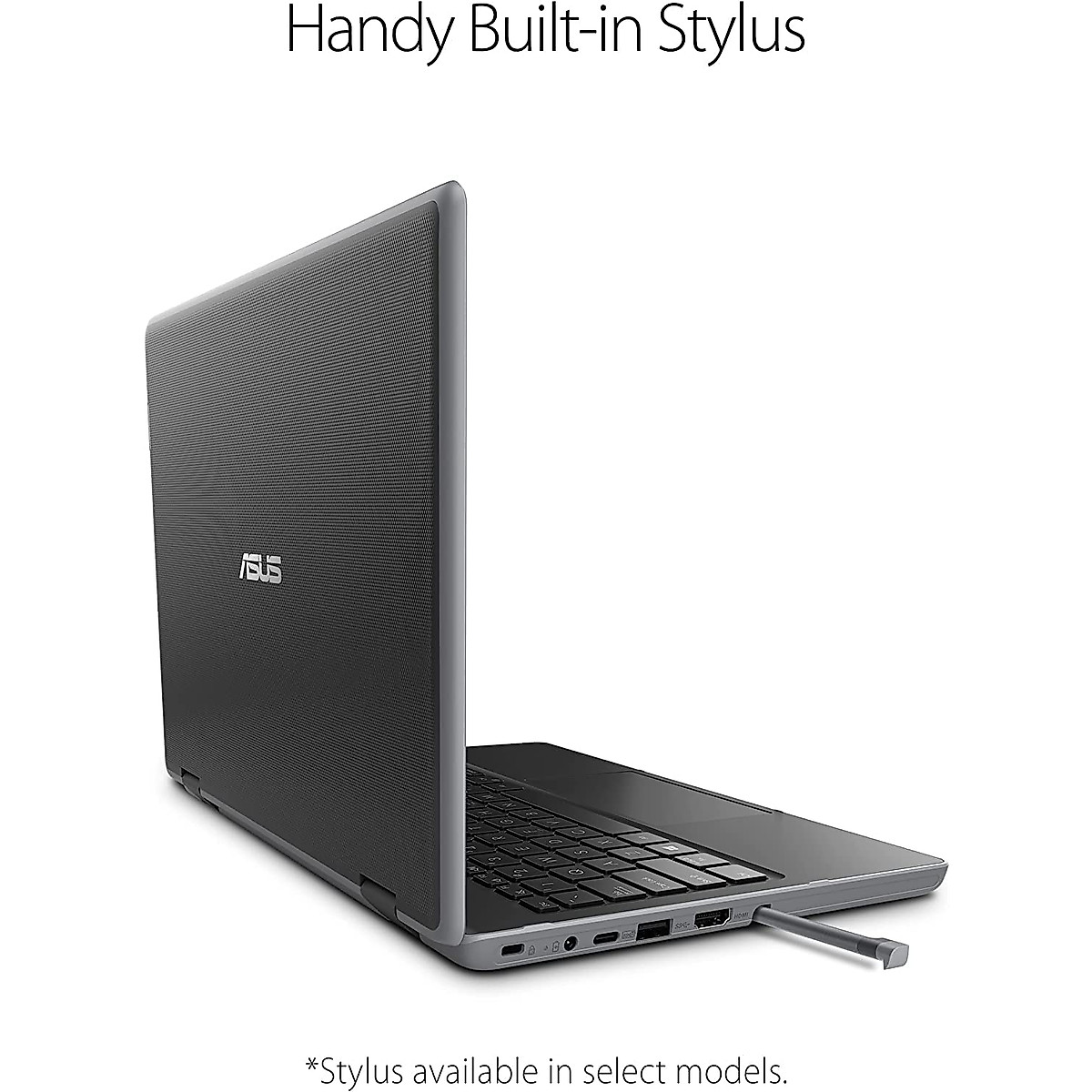Asus BR1100 Laptop 11.6" HD Anti-Glare Touchscreen Display Intel Celeron N4500 4GB RAM 128GB Storage Dual Cam Windows 10 Pro Dark Grey Stylus Included