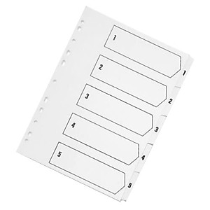 Q-Connect 1-5 Index Multi-Punched Reinforced Board Clear Tab A4 White KF01527