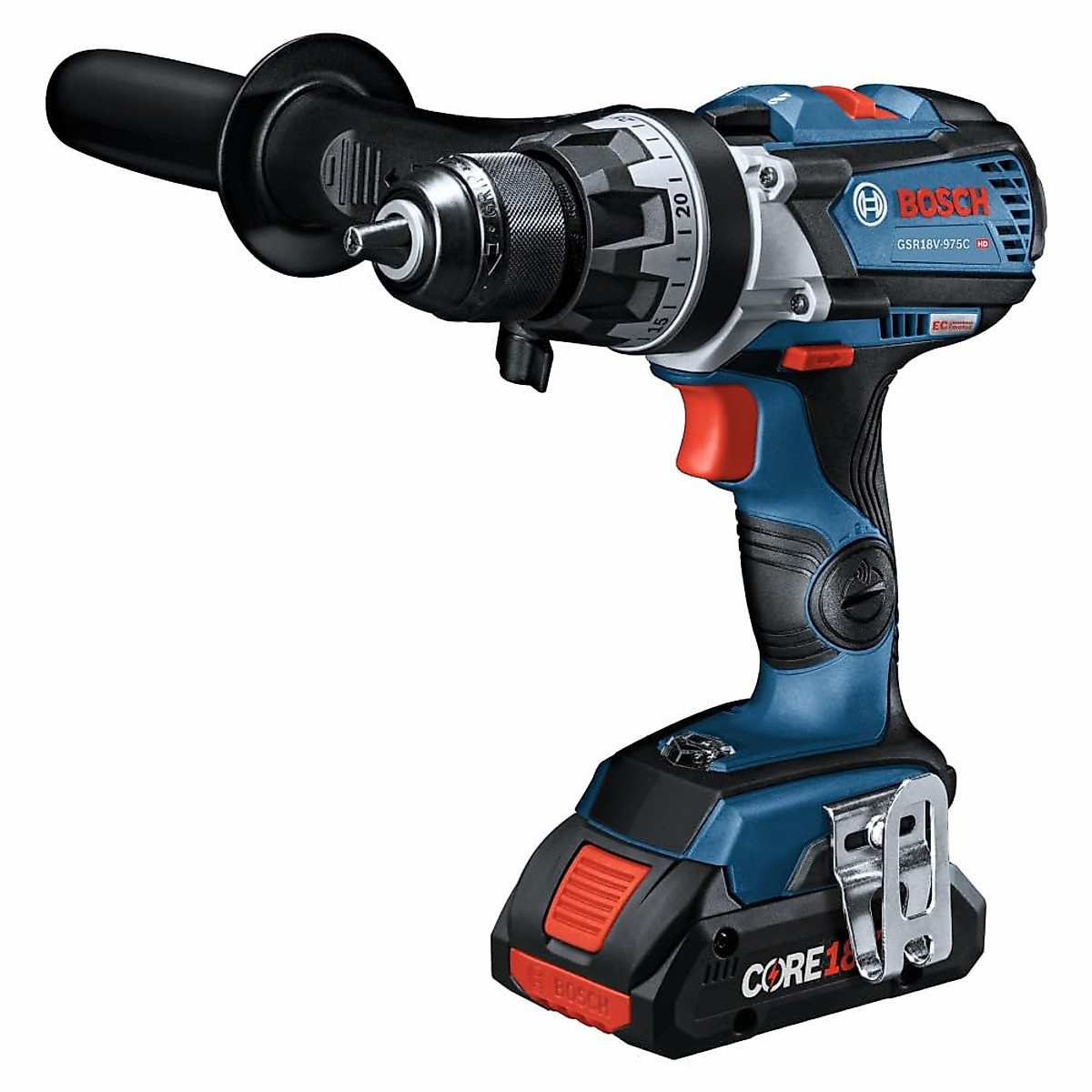 BOSCH GSR18V-975CB25 18V Brushless Connected-Ready 1/2 In. Drill/Driver Kit with (2) CORE18V 4.0 Ah Compact Batteries