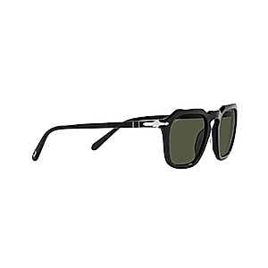 Persol PO3292S Square Sunglasses, Black/Green, 50 mm
