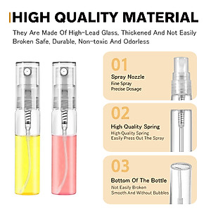 Csdtylh Mini Spray Bottle 5ml, Refillable Glass Spray Bottle, Glass Bottle Atomizer, Perfume Mouthwash Atomizer for Cleaning 5ml Refillable Container for Travel, Essential Oils, Perfume 60 Pcs, 5ml