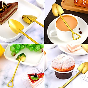 8 Pieces Gold Shovel Shape Spoons Stainless Steel Shovel Shape Coffee Ice Cream Dessert Spoons for Home and Party