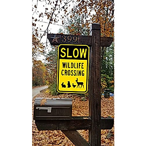 QKIODS Aluminum Metal Sign Slow Wildlife Crossing For Bars Club Restaurants Cafes Pubs