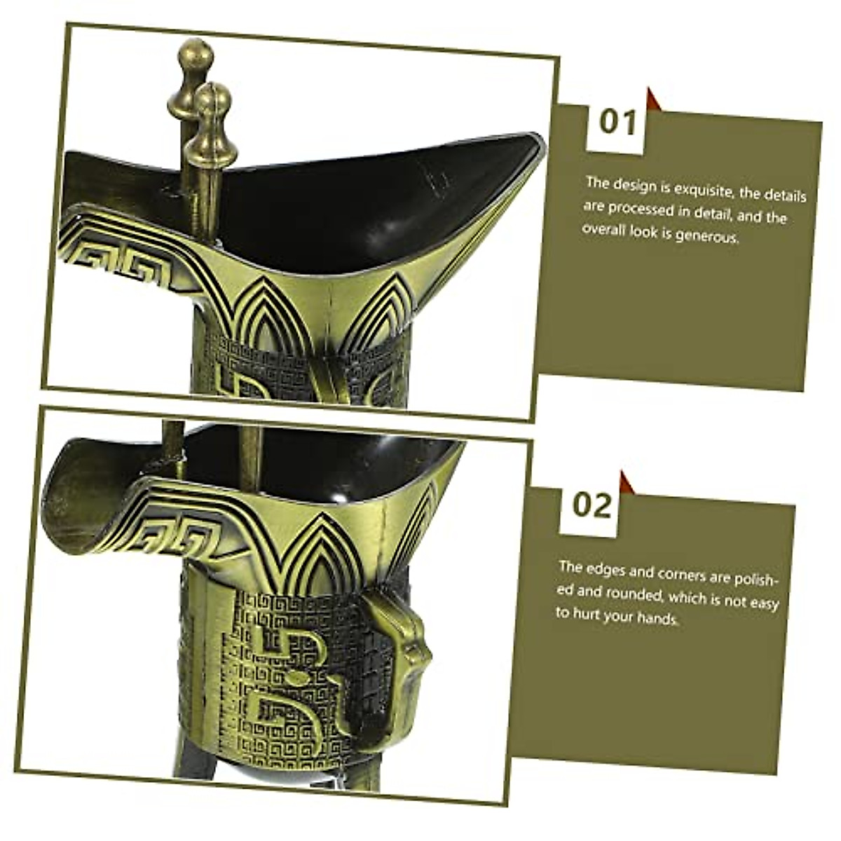 Hohopeti Antique Copper Mug Ancient Drinkware Gift Home Decoration Cup Tea Table Decoration Antique Cup Prop Retro Wine Cup Tripod Office Ornaments Zinc Alloy Chinese Style