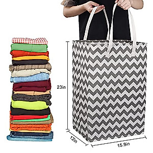 Seebel 2-Pack Laundry Hamper 75L Collapsible Large Luandry Baskets with Easy Carry Handles Freestanding Waterproof Clothes Hamper Storage Basket for Toys Clothes Organizer-Chevron
