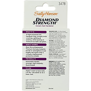 Sally Hansen Diamond Strength Nail Hardener 45095 Clear, 0.45 Fl Oz, Pack of 1