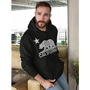 shop4ever California Distressed White Bear Hoodies Cali Sweatshirts Medium Black 0