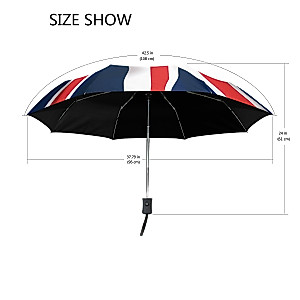 Automatic Folding Umbrella Union Jack UK British Flag Auto Open Compact Portable Travel Umbrella for Girls Boys Women