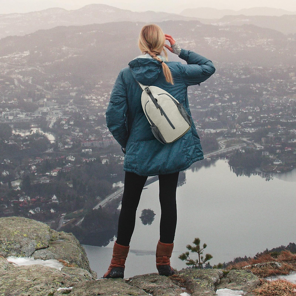 MAYLISACC Sling Backpack, Crossbody Bags for Women Men, Sling Bag with Earphone Hole, Small Casual Daypack Backpacks