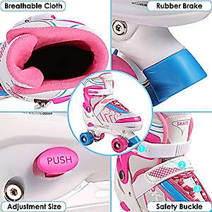 Hikole Kids Roller Skates for Girls and Boys, Toddler Skates with 4 Adjustable Size - Safe and Durable Quad Skates for Beginners,Perfect for Outdoor & Indoor Use