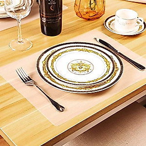 Boao 6 Pieces Plastic PlacematsTable Mats Heat Resistant PlacematsDining Mats for Table, Dining, Kitchen (15.7 x 11.8 Inch)