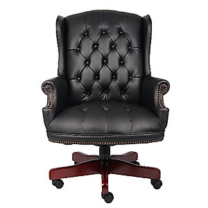 Boss Office Products Wingback Traditional Chair , Leather, in Black