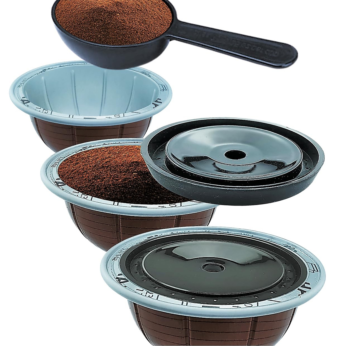 4 REUSABLE COFFEE CAPSULE DISCS: refillable for VERTUOLINE & VERTUO capsules pods, compatible with NESPRESSO VERTUOLINE & VERTUO pods, 4 DISC SET for capsule SIZE 1.35/2.70/5.07/7.77/14.00 FL OZ