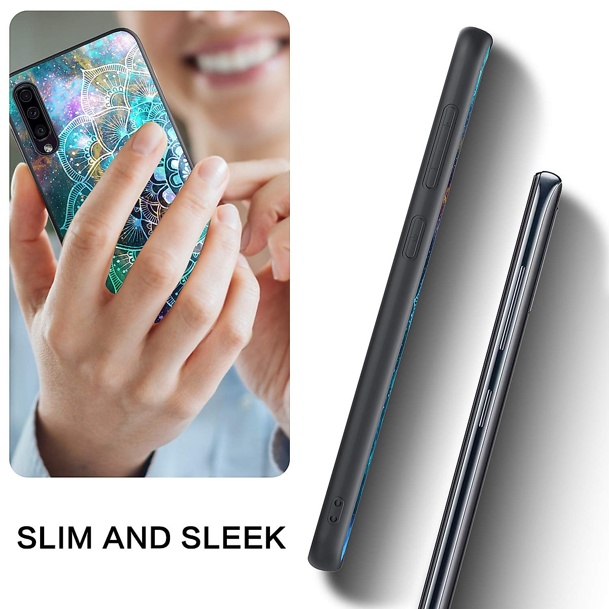 BENTOBEN Case for Samsung Galaxy A50 / A50s / A30s Case (2019), Slim Fit Glow in The Dark Soft Flexible Bumper Protective Shockproof Anti Scratch Cases Cover for Samsung Galaxy A50, Mandala in Galaxy