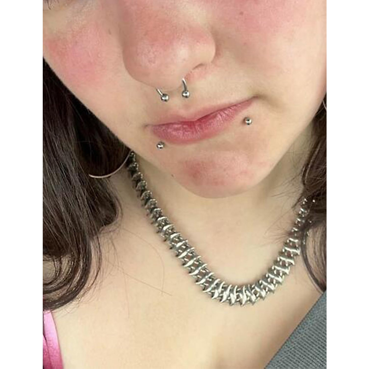 Yaalozei 16G Lip Labret Monroe Medusa Ashley Nose Ring Stud Stainless Surgical Steel Long Short Snake Bite Silver Tragus Helix Cartilage Earring Bar Barbell Piercing Jewelry Women Men 8mm 10mm 12mm