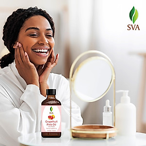 SVA Grapefruit Essential Oil Pink – 4 Fl Oz – 100% Natural Grapefruit Oil - for Diffuser, Hair Care, Face, Skin Care, Aromatherapy, Scalp and Body Massage, Soap and Candle Making - with Dropper