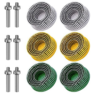 6 Pack 2 Inch Bristle Disc Grit 50# 80# 120# with 1/4" Shank Attachment Abrasive Coating Removal Disc for Metal (6, 2 inch)
