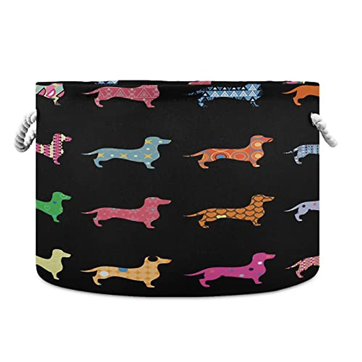 Kigai Cotton Rope Basket Dachshund Dogs Large Storage Basket for Toys Blanket Baby Laundry Basket for Nursery, Closet, Bedroom, Home Organization