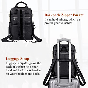 ALTOSY Leather Laptop Backpack for Women Men Convertible Tote Bag Purse Travel Daypack Fits 14 Inch (S110 Black/White/Brown)