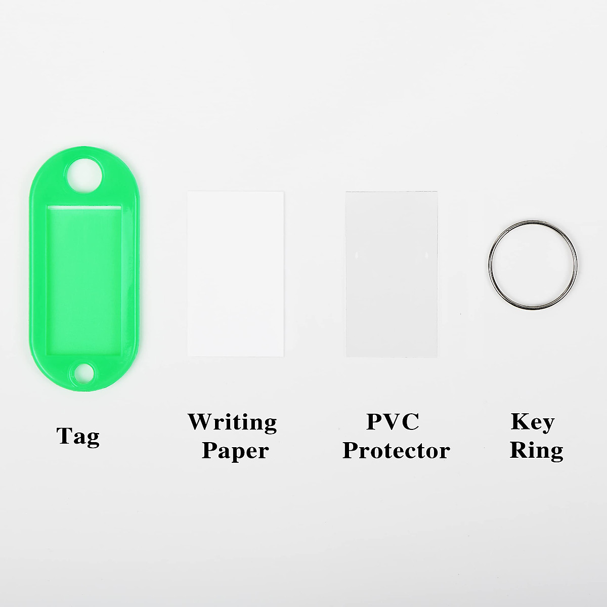 Plastic Key Tags 220 Pcs, Key Labels with Ring and Label Window, Key Chain ID Tags, Key Identifiers for Name, Luggage 10 Colors