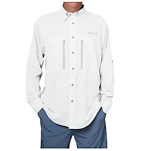 Calcutta Men’s Long Sleeve Performance Fishing Shirt, White, XX-Large