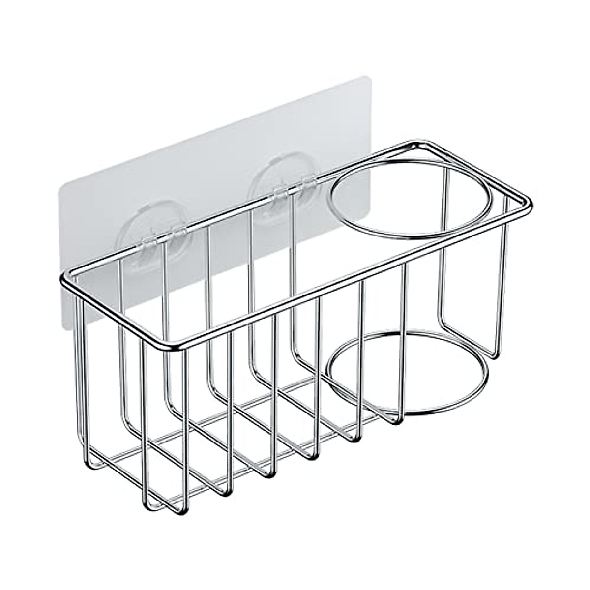 ARIANGE Kitchen Sink Brush Holder and Sponges Holder /. 2-in-1 Adhesive Sink Caddy, Stainless Steel Rust Proof Water Proof