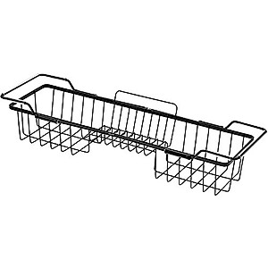 iDesign Everett Metal Adjustable Over the Tub Caddy Basket for Master, Guest, Kid's Bathroom, 22.55" x 6.7" x 4.41", Matte Black