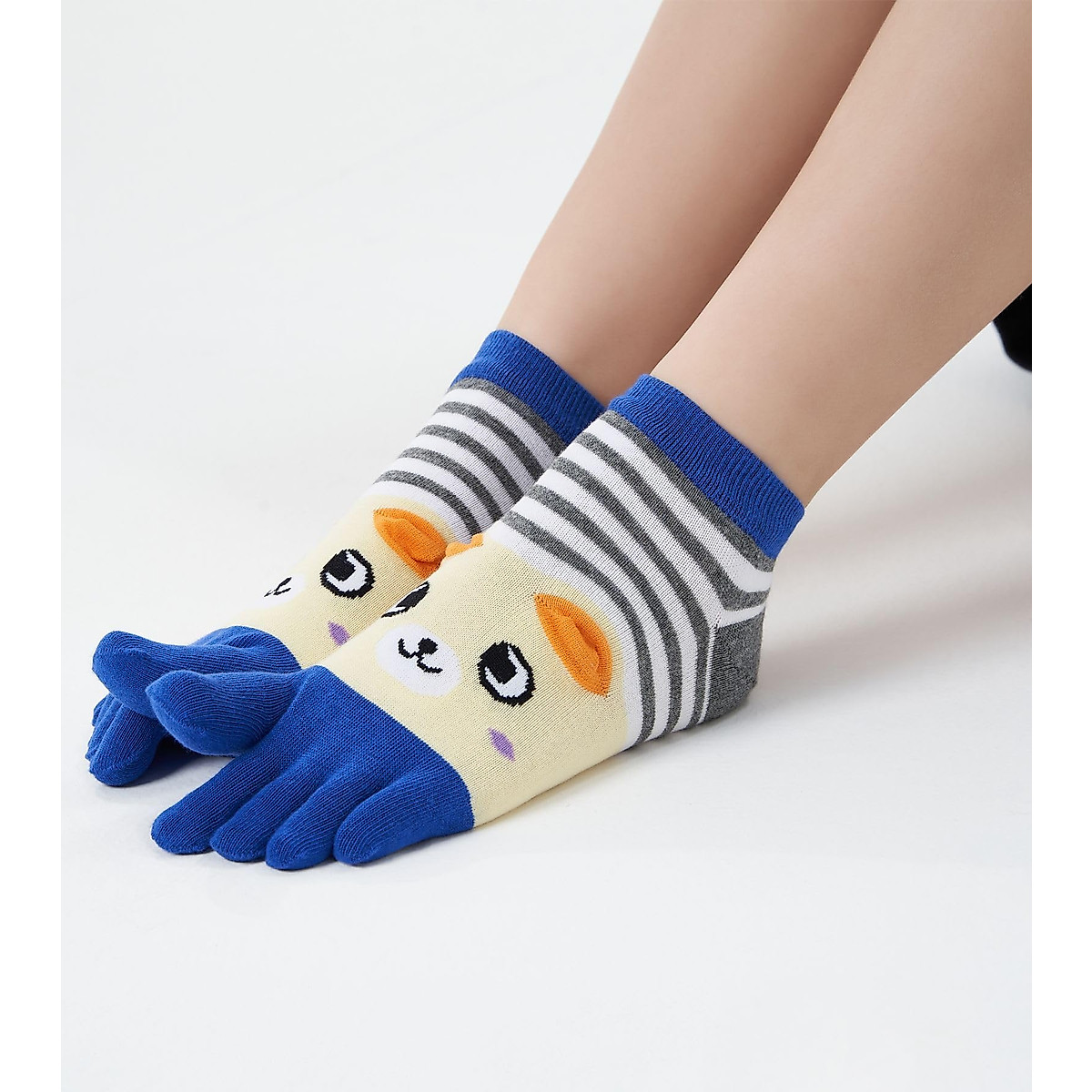 HONOW Women's Low Cut Toe Socks Ankle Cotton Running Socks(Pack of 5/6)