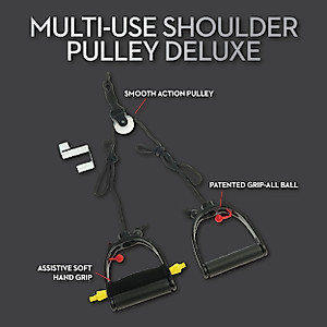 Lifeline Multi-Use Shoulder Pulley, Black, Deluxe, With Metal Bracket Door Attachment
